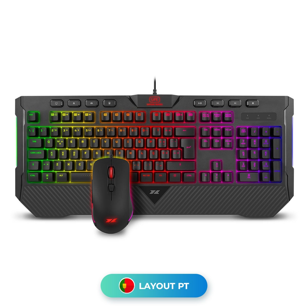 Teclado Mecânico + Rato 1Life Spike Combo RGB Preto