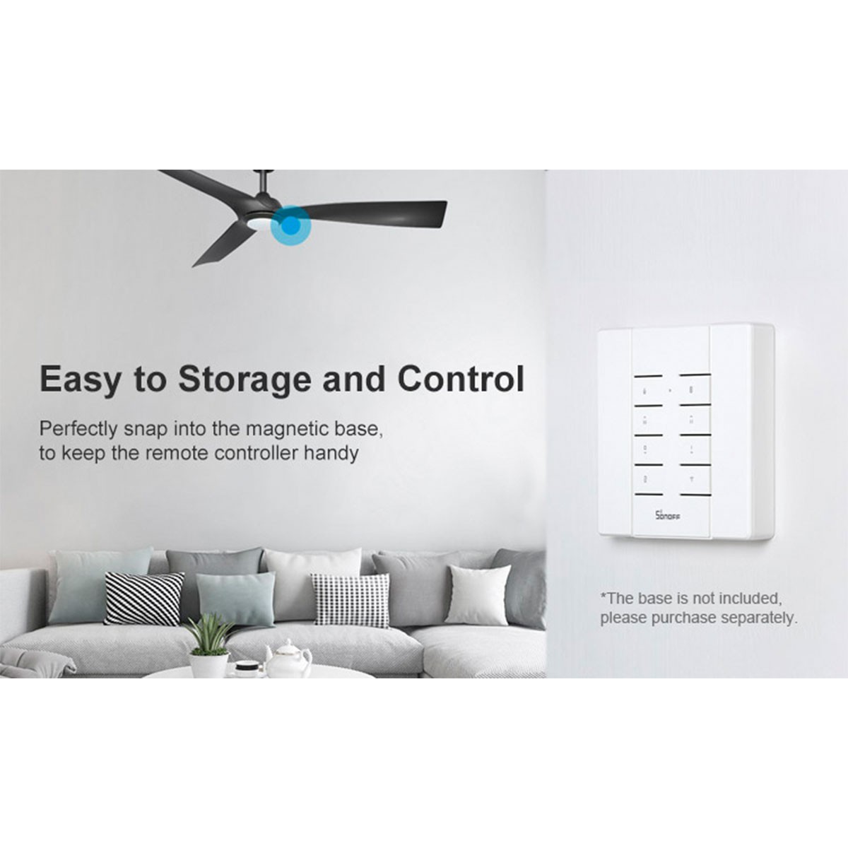 Wall-mounted base for remote Sonoff control RM433