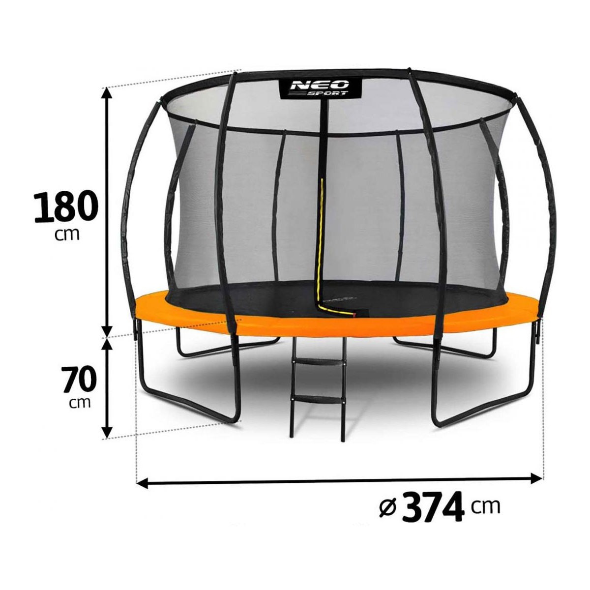Trampolim de Jardim 374cm com Malha Interior Neo-Sport