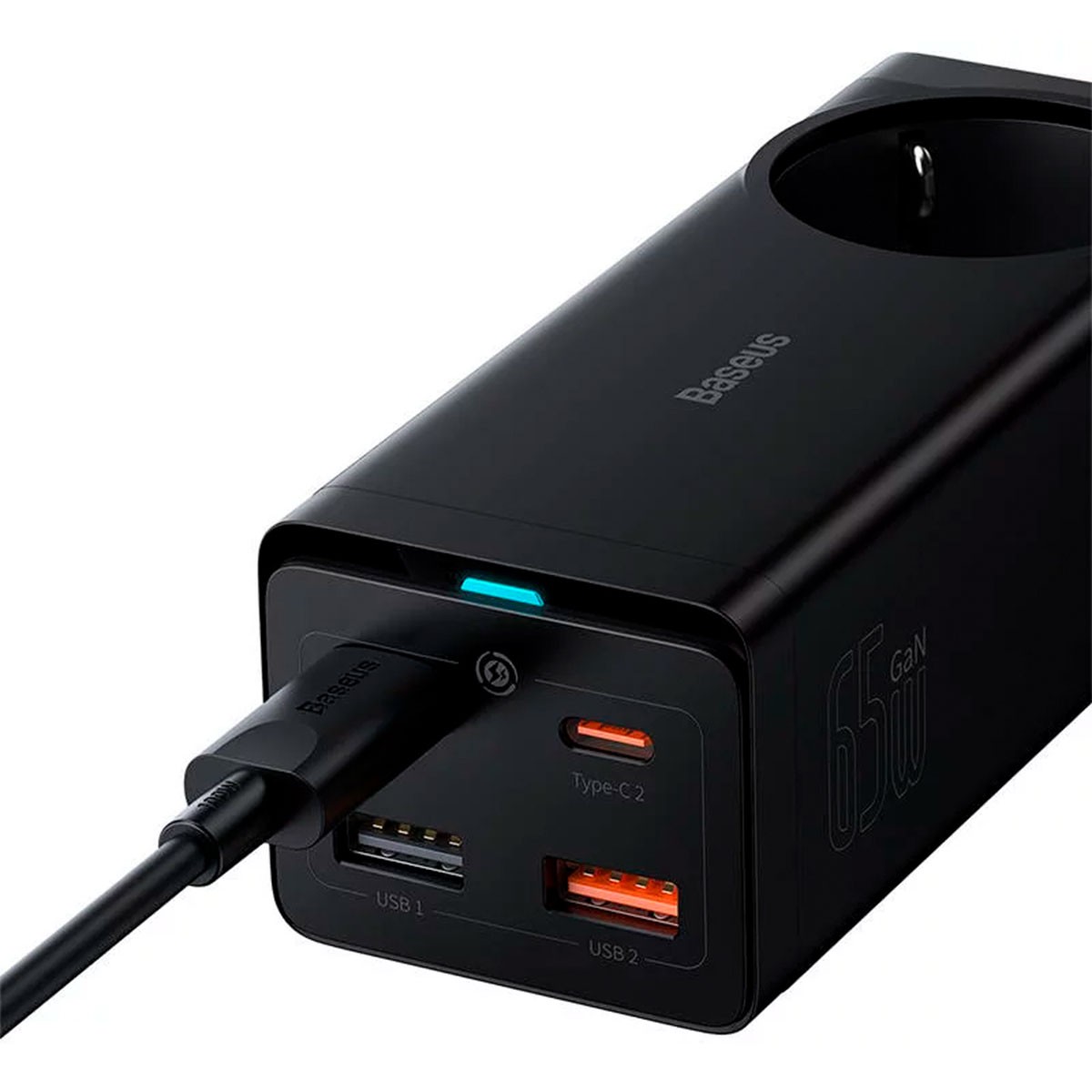 Carregador Baseus GaN3 Pro Fast Charger 2xUSB-C + 2xUSB + AC 65W Preto