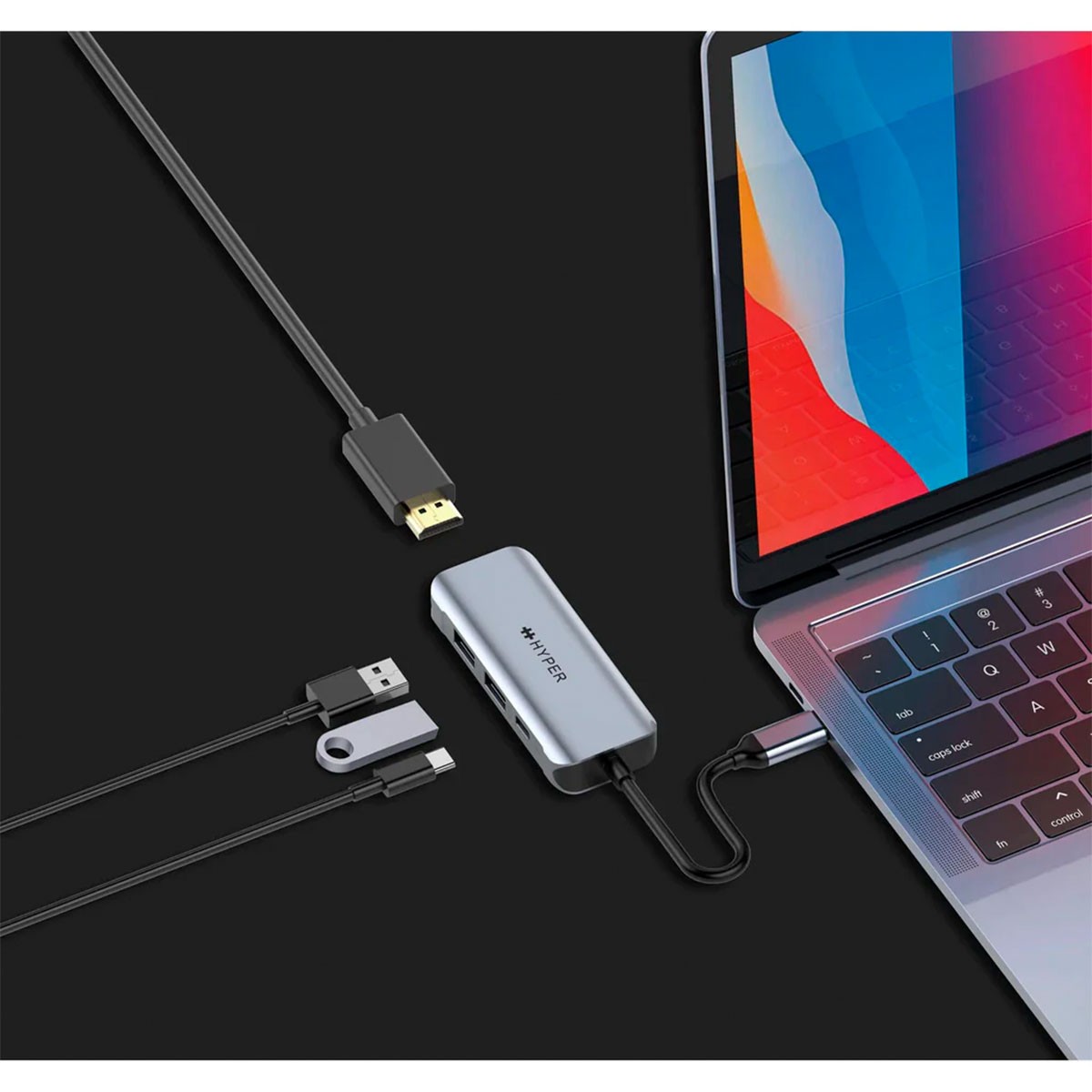Hub USB-C HyperDrive 5 em 1 PD 100W Prateado