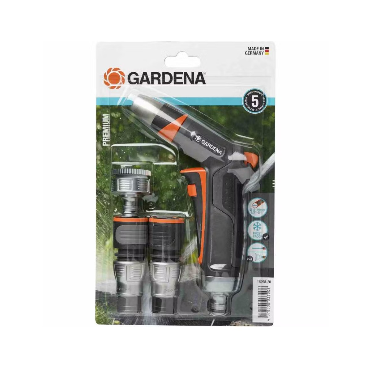 Pistola para Rega Premier Gardena Conjunto Básico Preto/Laranja (18298-20)