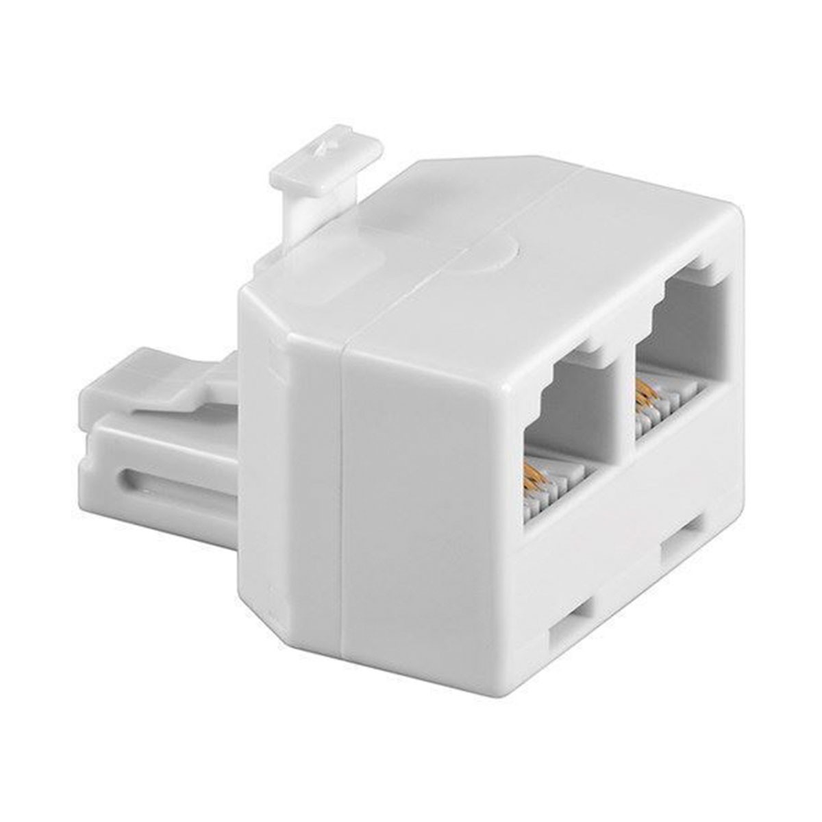 Adaptador T RJ11 - 4 VIAS - 1Macho - 2Fêmeas - Branco