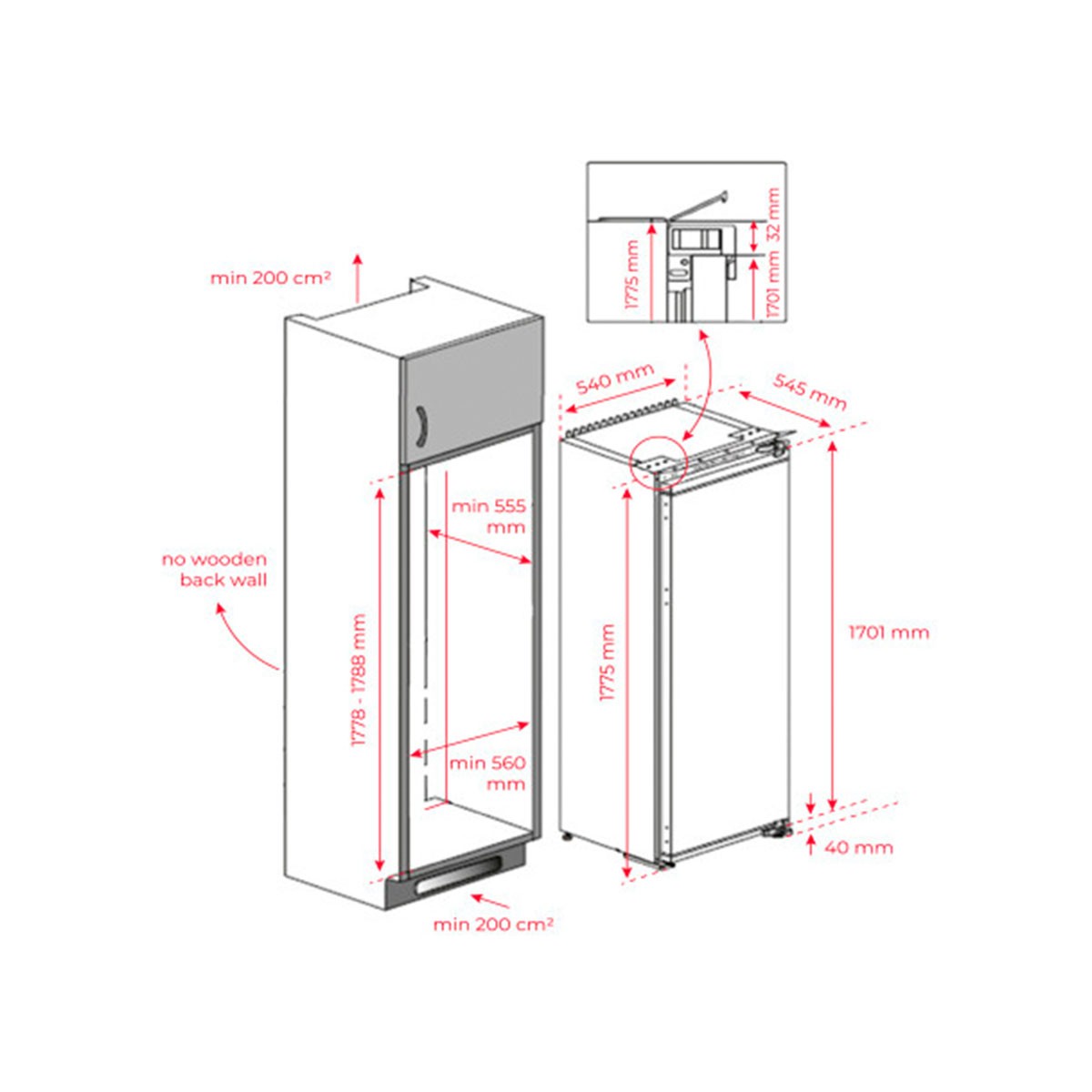 Frigorífico de Encastre Teka RSL73360FI 315L Branco