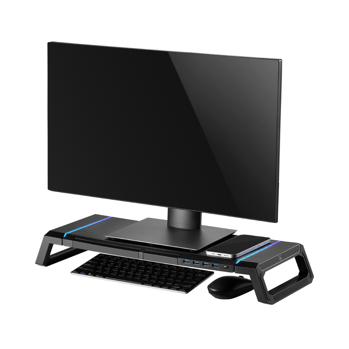 Base para Monitor Ewent EW1268 Foldable RGB c/ Hub USB 3.0 Preto