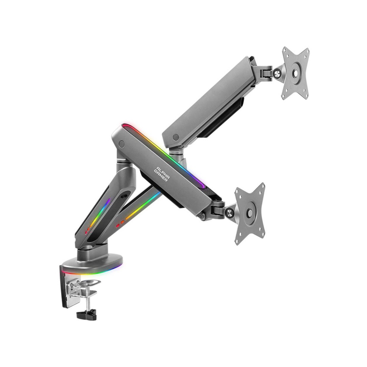 Alpha Gamer Navi Heavy-Duty Dual Monitor RGB Stand Grey