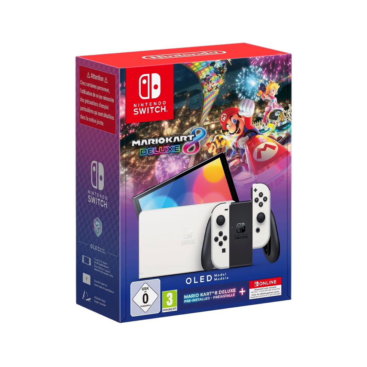 Nintendo Switch OLED Console White + Mario Kart 8 Deluxe + 12 Months NSO