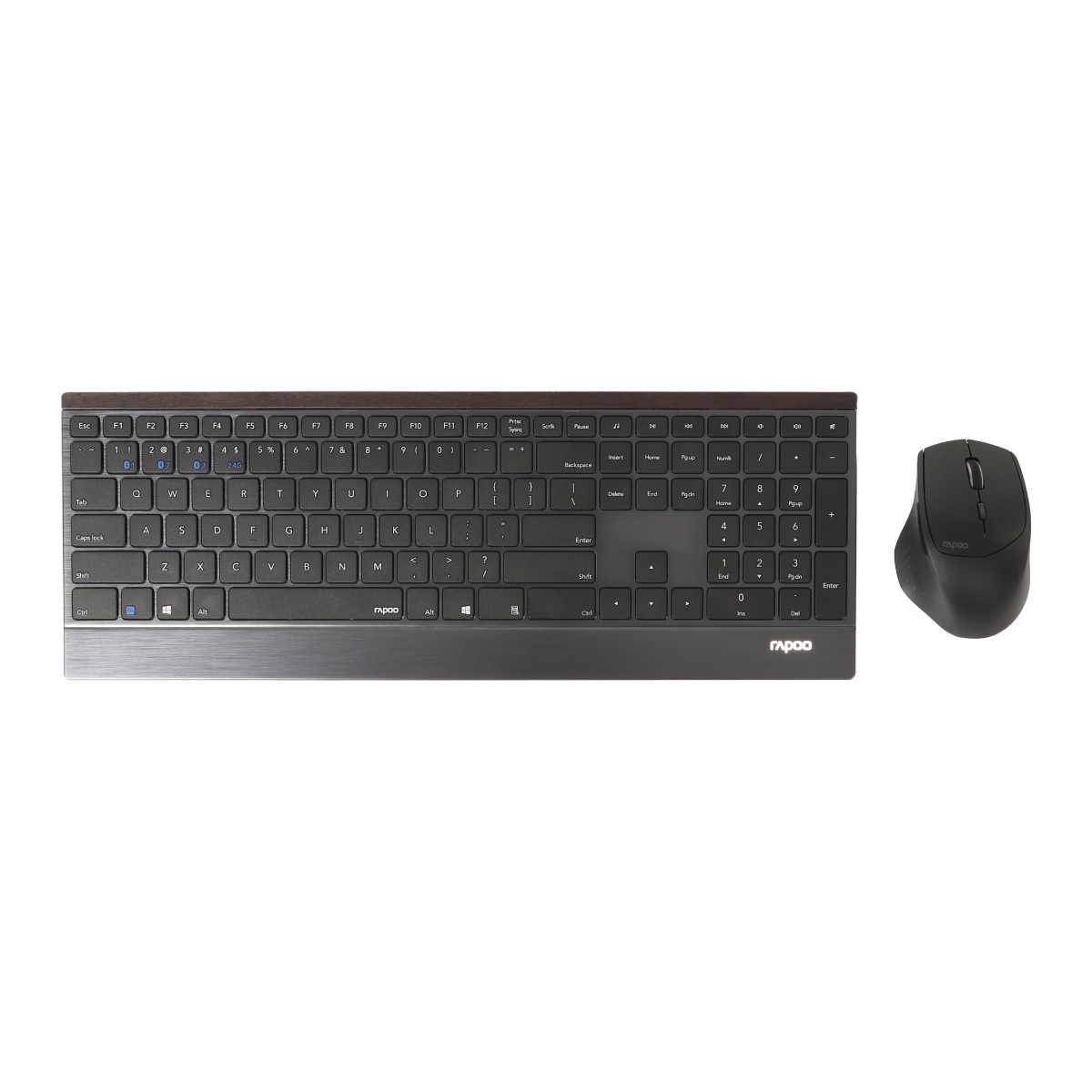 Conjunto Teclado + Rato Sem Fios Rapoo 9500M Wireless Preto