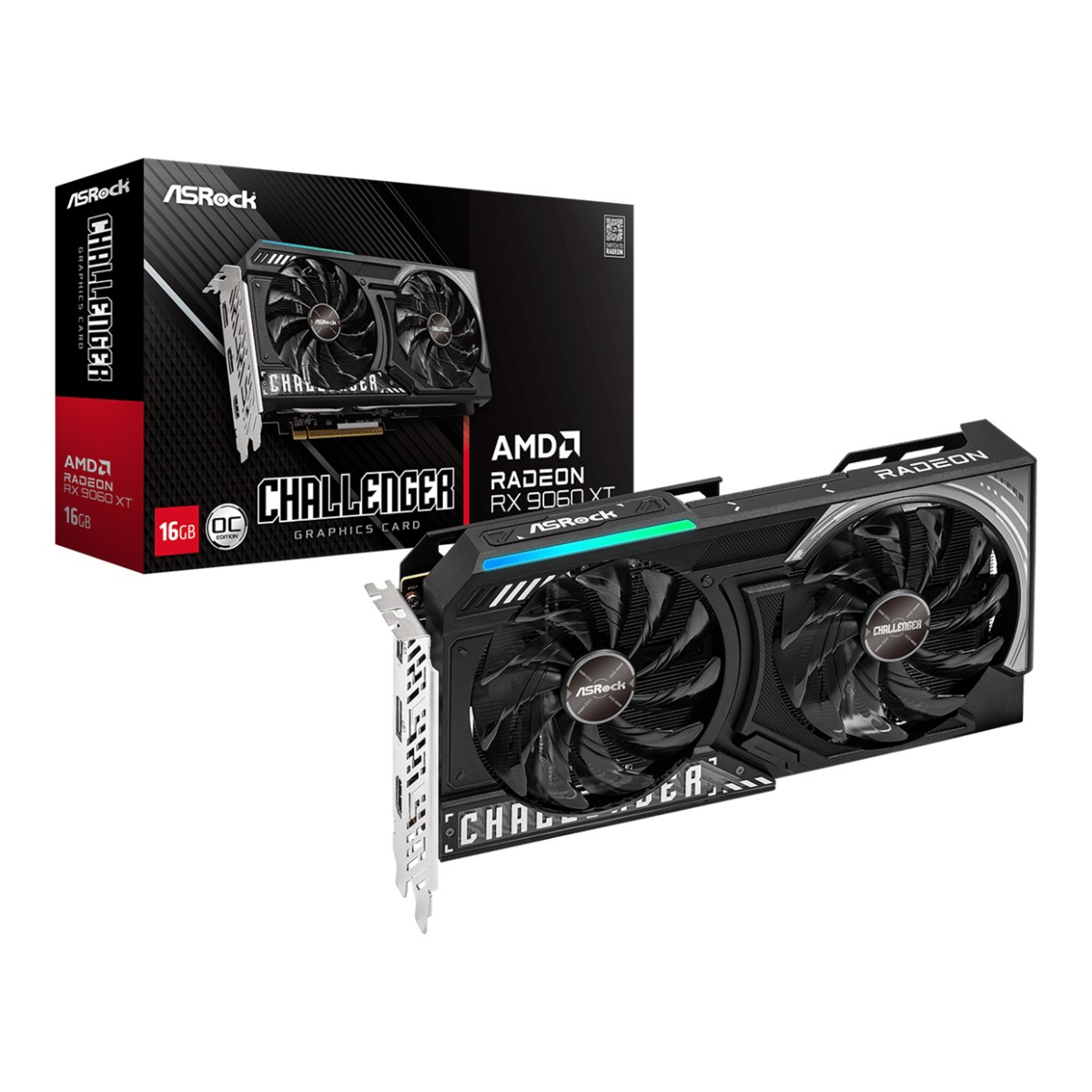 ASRock Radeon RX 9060 XT Challenger OC 16GB GDDR6 Graphics Card