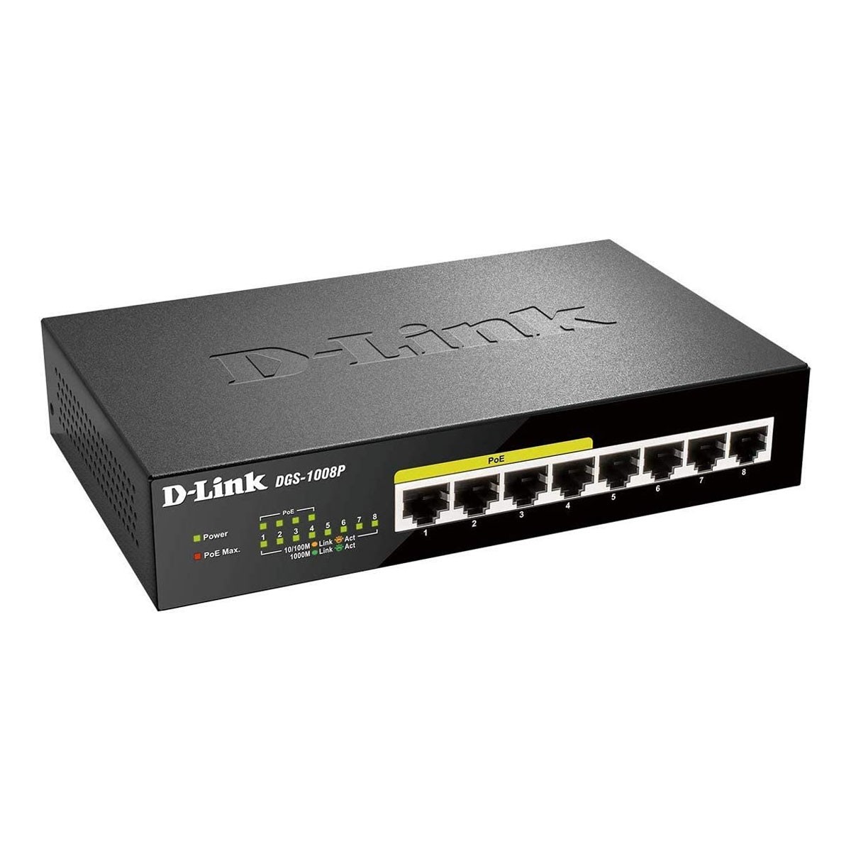 Switch D-Link DGS-1008P 8 Portas Desktop Gigabit PoE Preto